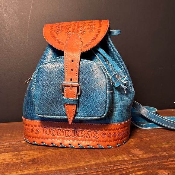 Bags | Authentic Leather Tooled Honduran Souvenir Backpack Style ...